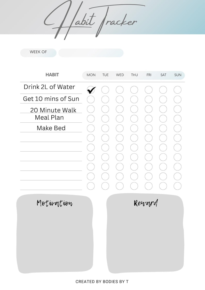 Habit Tracker | Printable Habit Tracker | Weekly Habit Tracker ...