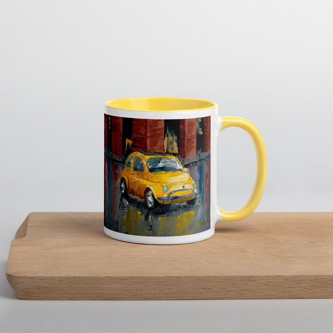 Fiat 500 Coffee Mug, Functional Art, Gift for Dad, Car Lover Gift, Oil ...