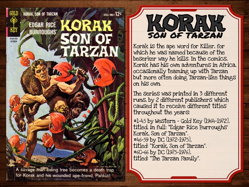 Korak Son of Tarzan Comic Pack Full Run by Gold Key and DC 66 Issues ...