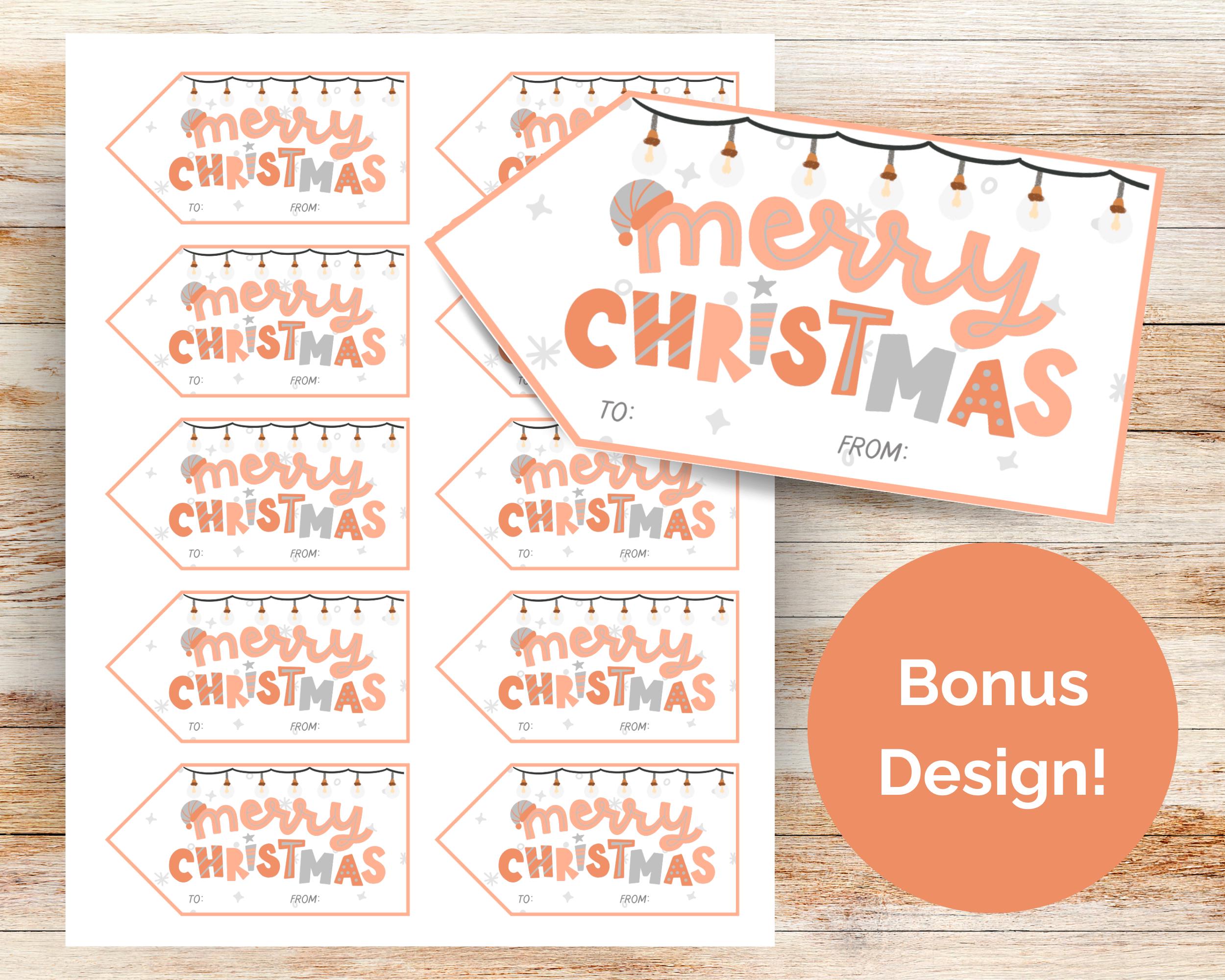 Printable Christmas Gift Tags, Print at Home Gift Tags, Pink Christmas ...
