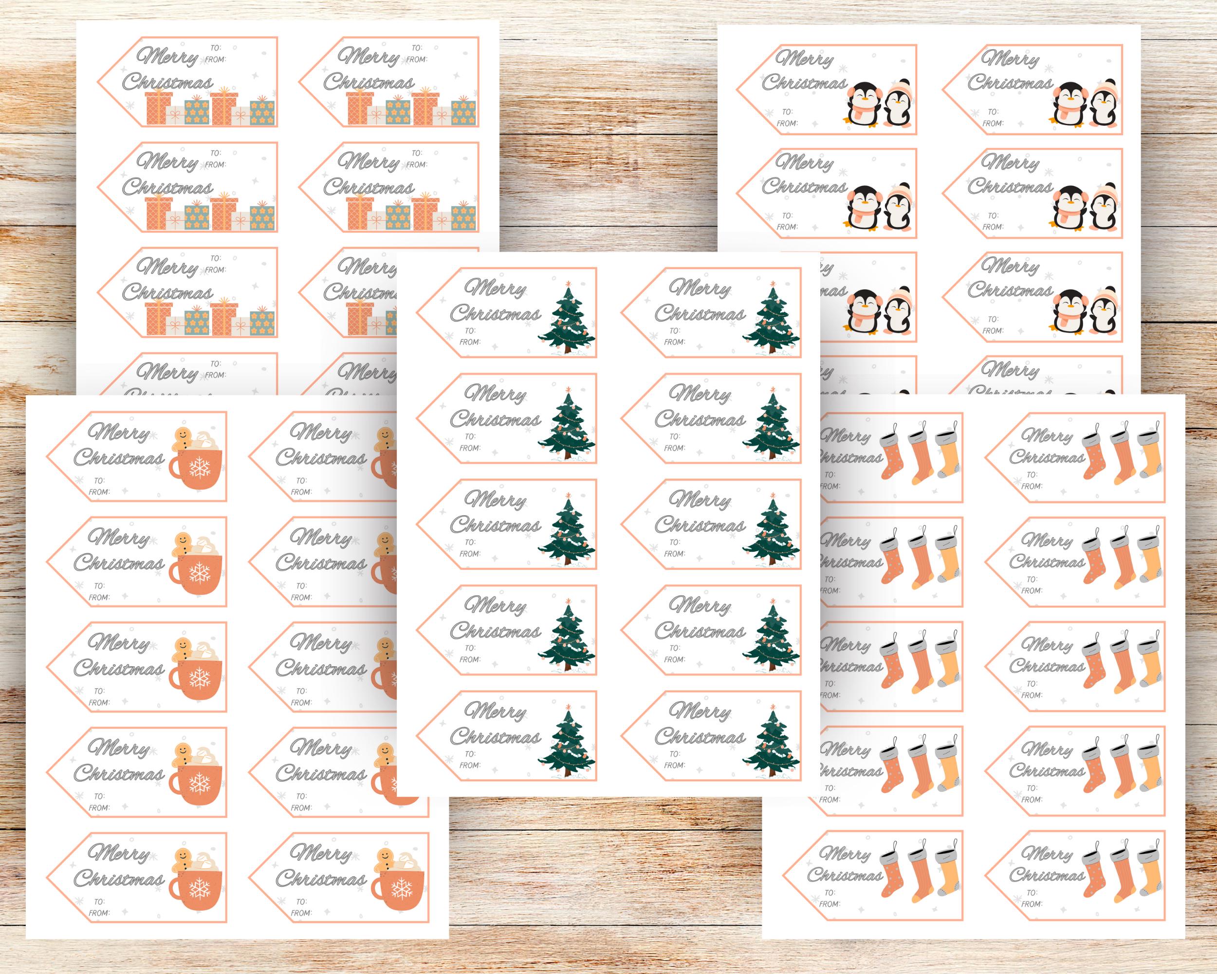 Printable Christmas Gift Tags, Print at Home Gift Tags, Pink Christmas ...