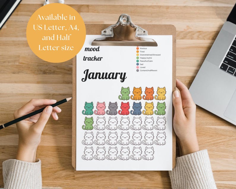 Mood Tracker, Printable Journal Page Planner Page Daily Feelings ...