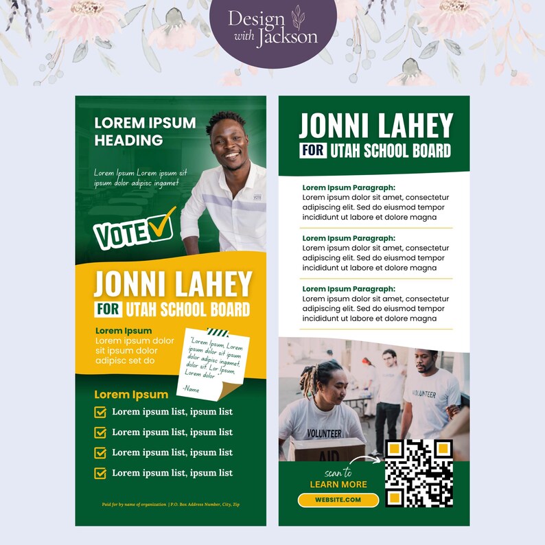 Political Campaign Rack Card Template, 4x9 Editable Canva Flyer ...