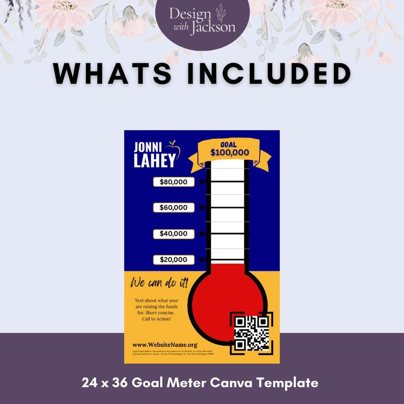 Editable 24x36 Goal Tracker, Fundraising Thermometer, Sandwich Board ...