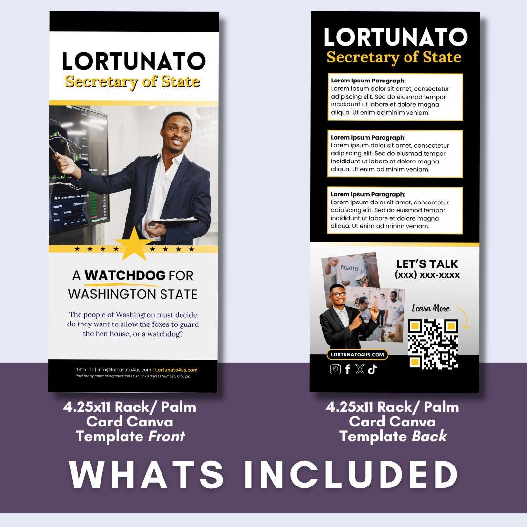 Political Campaign Rack Card Template, Canva Design (digital Download ...