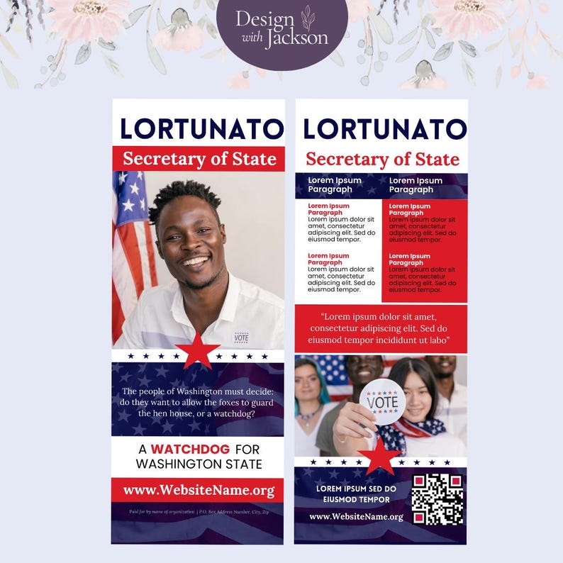 Political Campaign Rack Card Template, DIY Voter Branding (canva ...