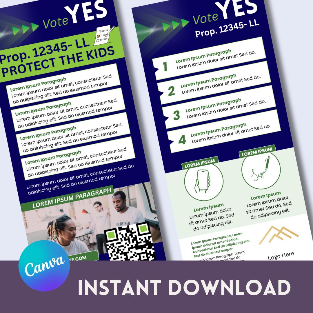 Editable Political Campaign Rack Card Template, 4x9 (instant Download ...