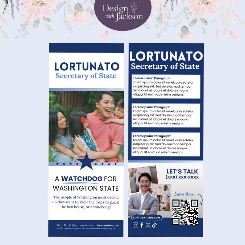 Political Campaign Rack Card Template for Election Voter DIY Branding ...