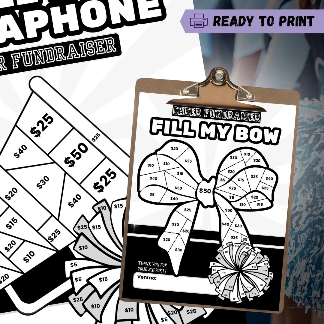 Cheerleading Fundraiser Template, Fill My Megaphone, Bow Tracker ...
