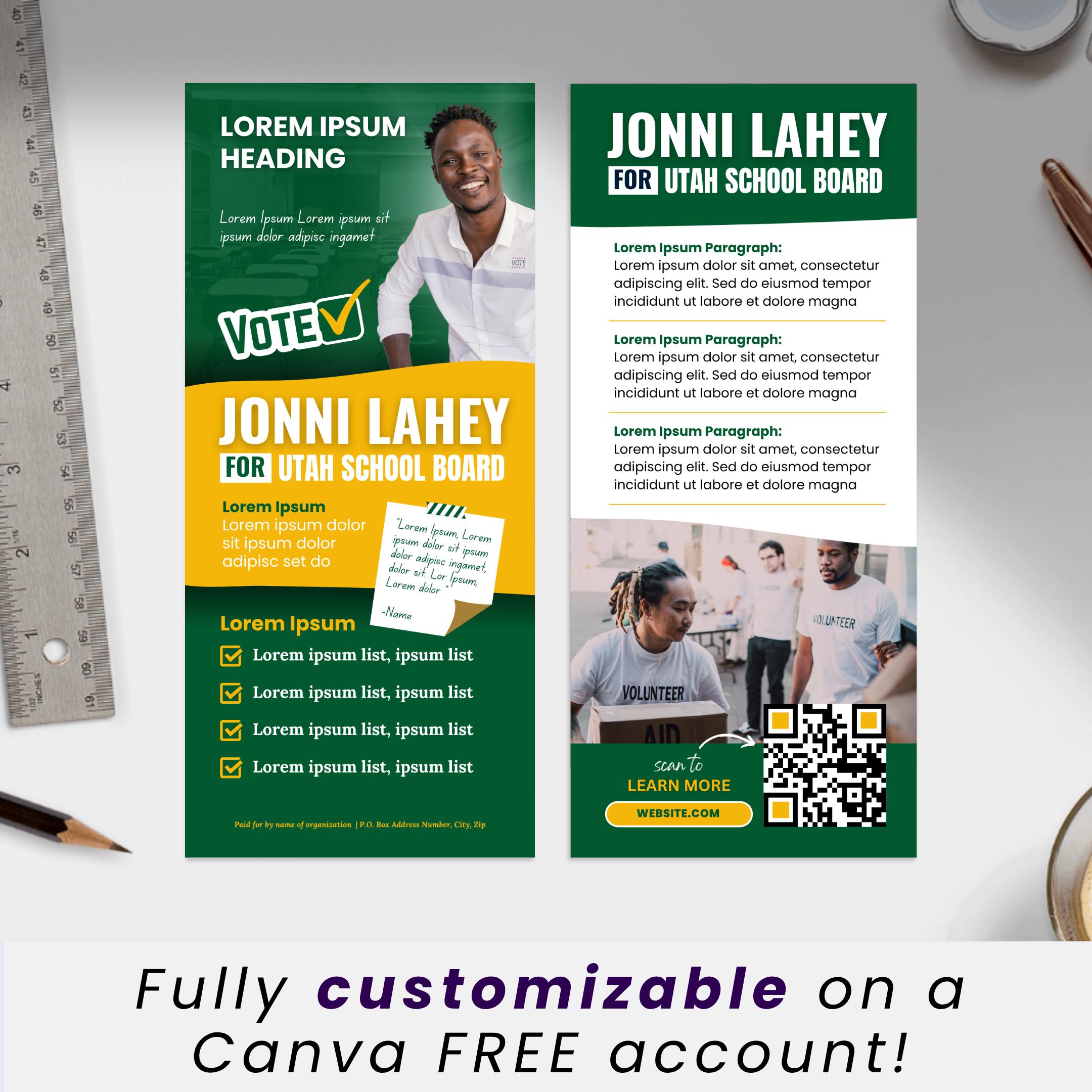 Political Campaign Rack Card Template, 4x9 Editable Canva Flyer ...