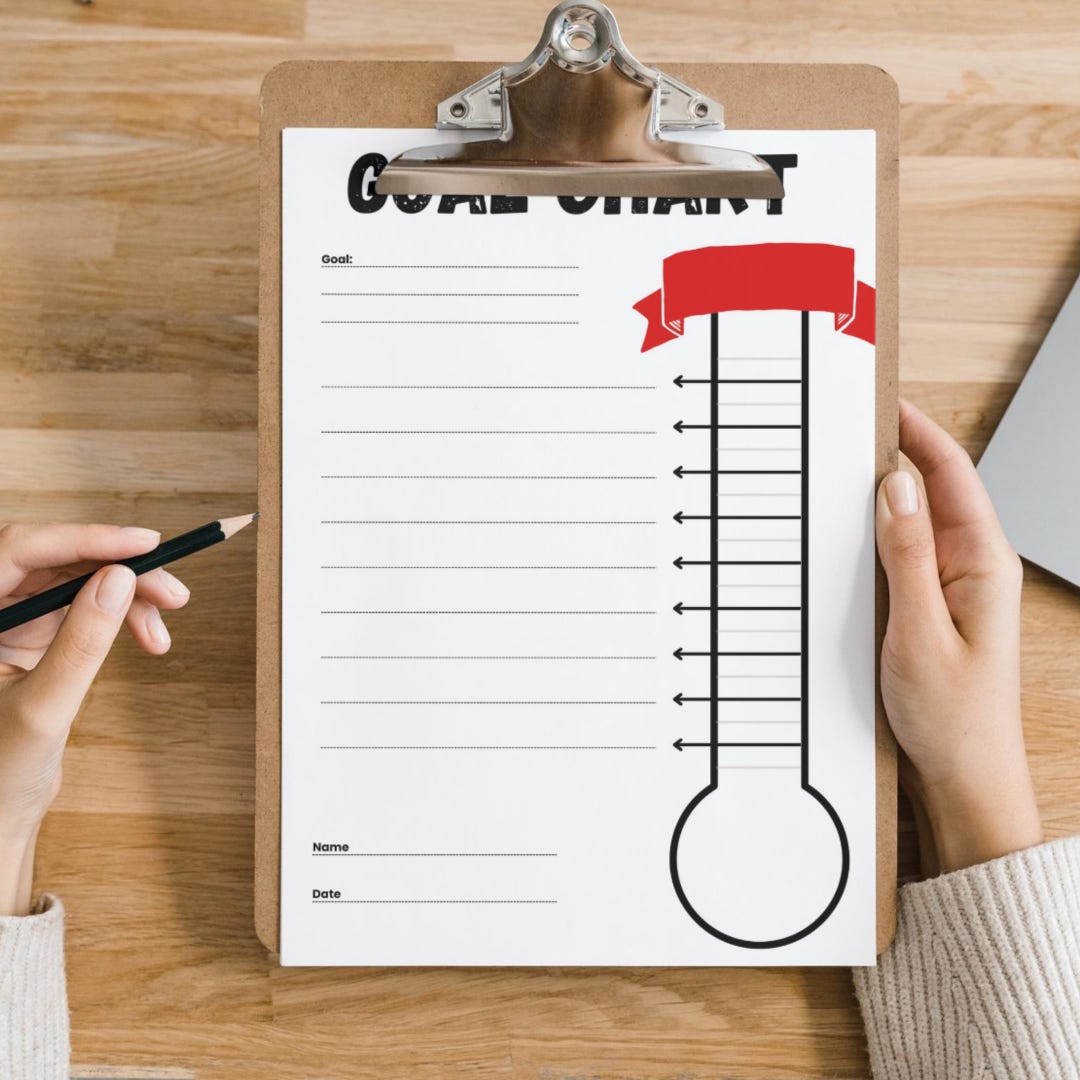 Printable Goal Thermometer Chart, Budget, Weight Loss, Fundraising (PDF ...