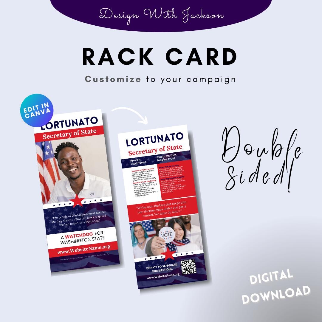 Political Campaign Rack Card Template | 9x4 Canva Editable Design ...