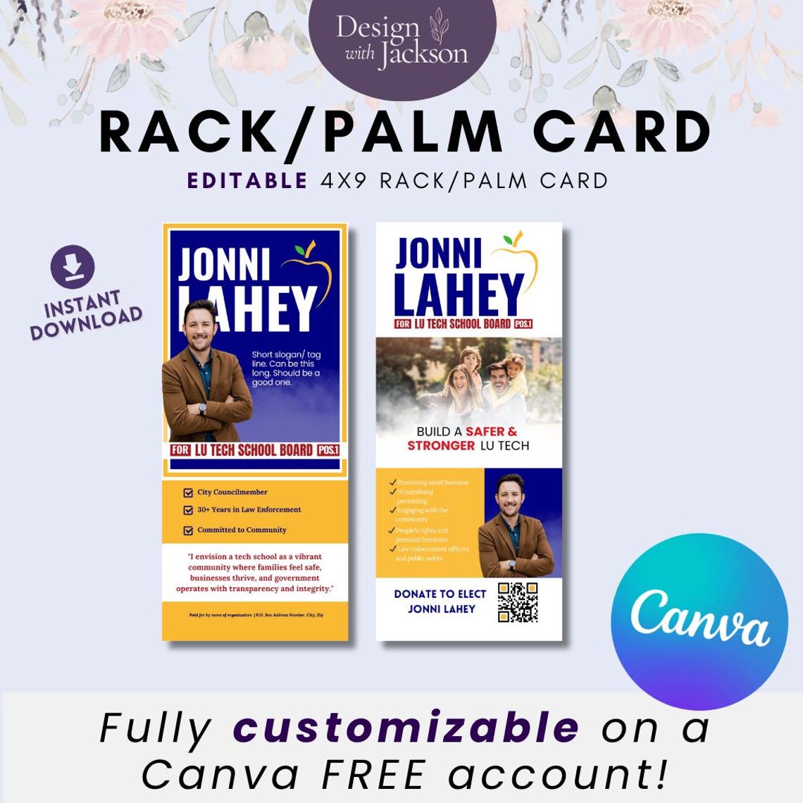 Political Campaign Rack Card Template: Editable 4x9 Canva Design ...