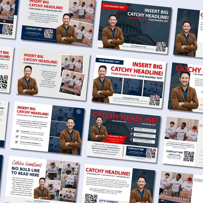 Editable Mailer Templates for Political Campaign, Postcards for Voters ...