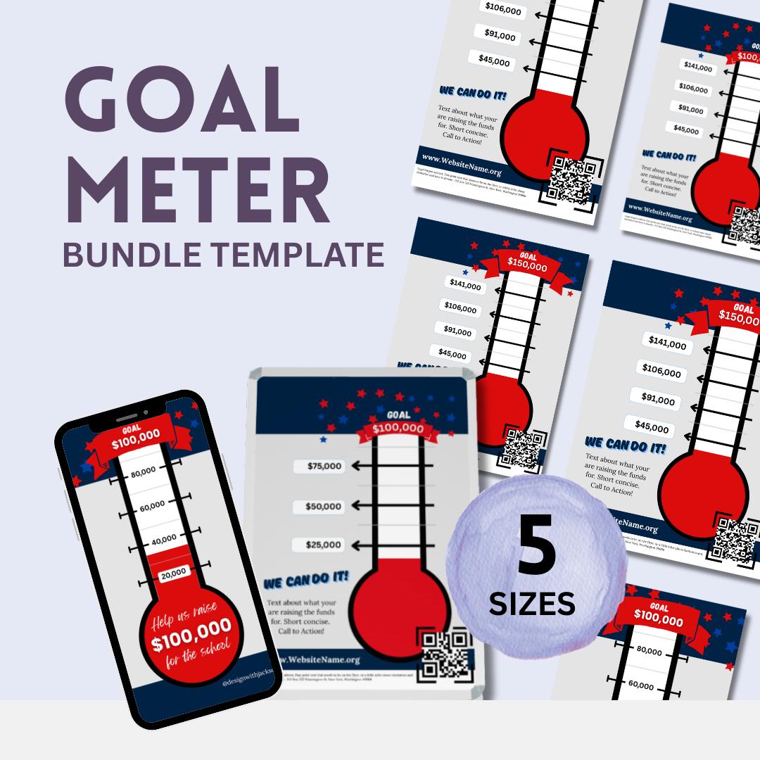 Printable Fundraising Goal Thermometer Bundle for Nonprofit, Election ...