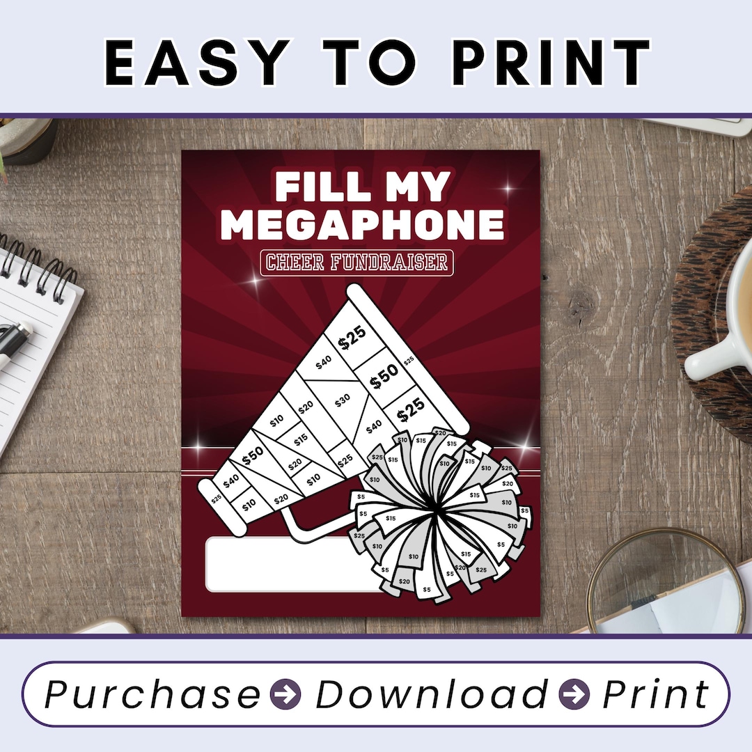 Cheer Fundraiser Printable Templates, Fill My Megaphone & Bow (PDF) - Etsy