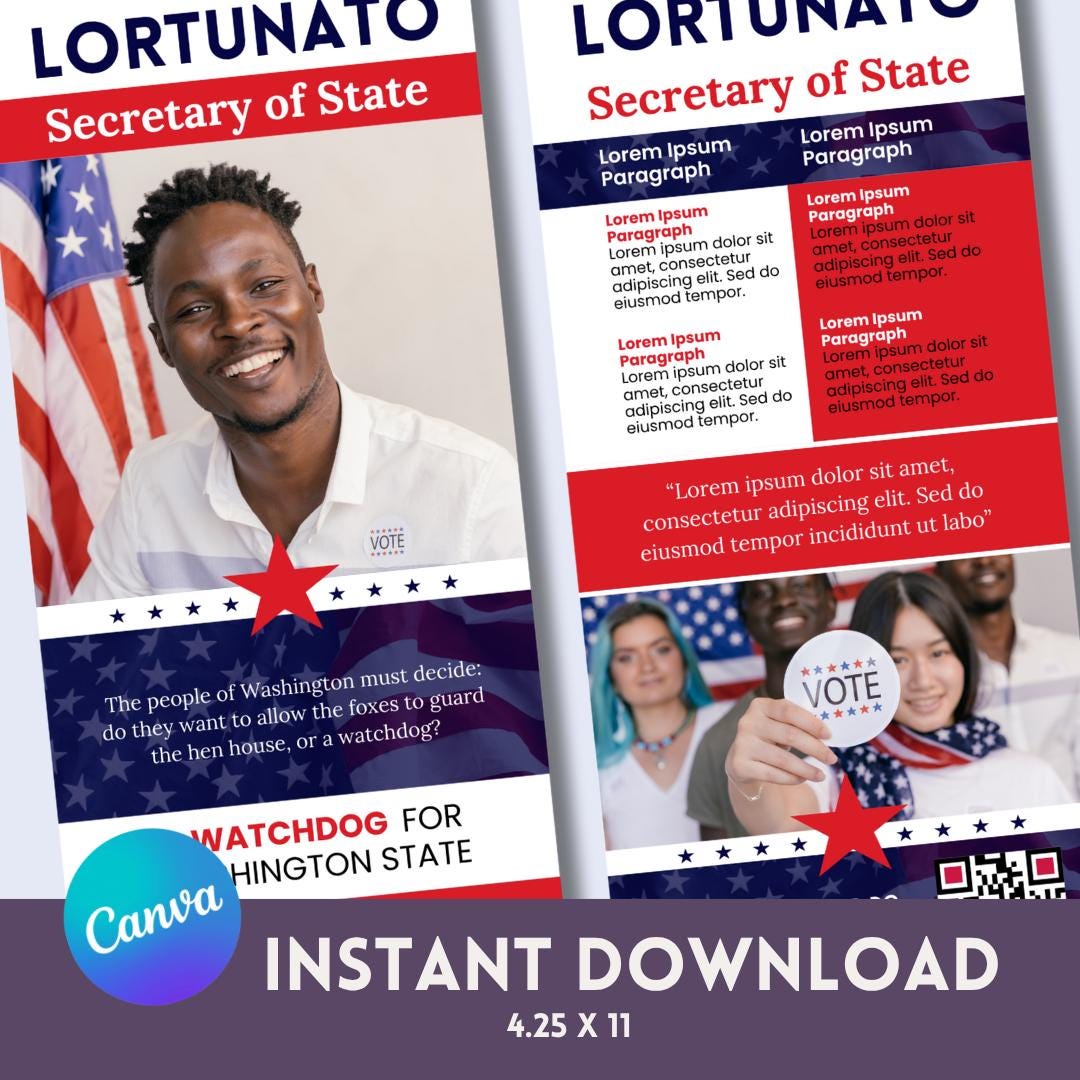 Political Campaign Rack Card Template, DIY Voter Branding (canva ...