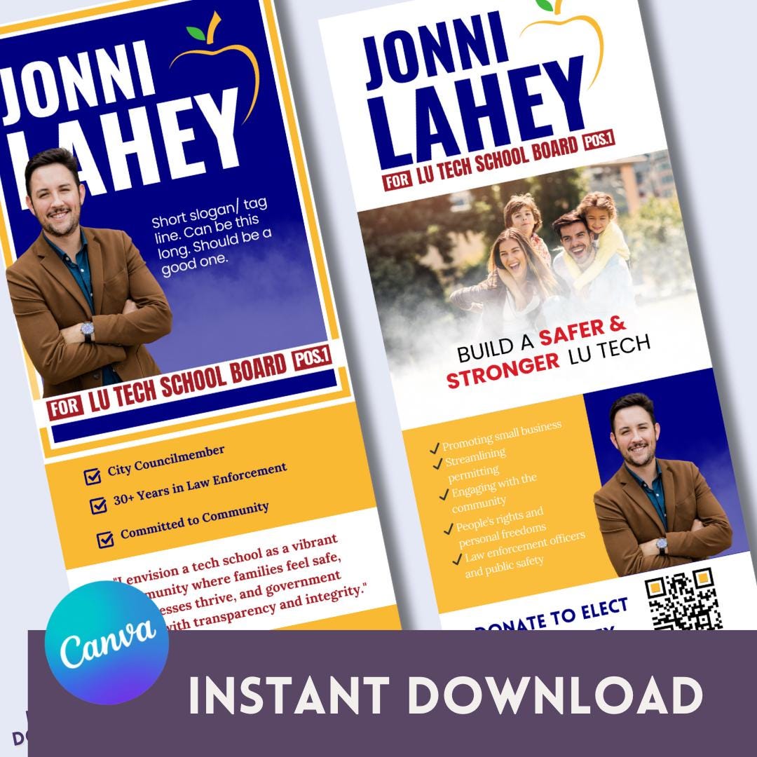 Political Campaign Rack Card Template: Editable 4x9 Canva Design ...