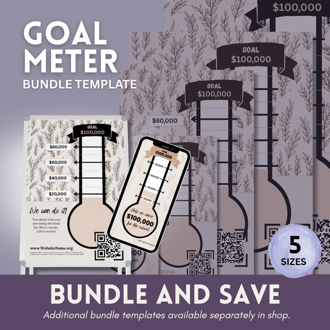 Fundraising Goal Thermometer Poster, 24x36, Canva Template (instant ...