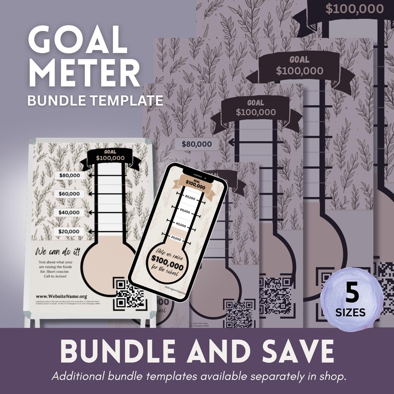 Editable 24x36 Goal Tracker, Fundraising Thermometer, Sandwich Board ...