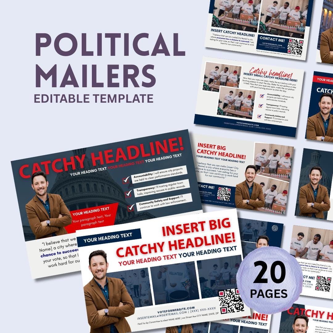 Editable Mailer Templates for Political Campaign, Postcards for Voters ...