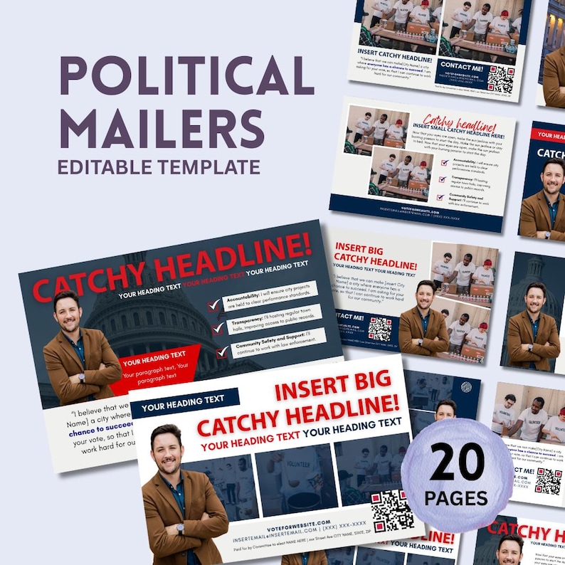 Editable Mailer Templates for Political Campaign, Postcards for Voters ...