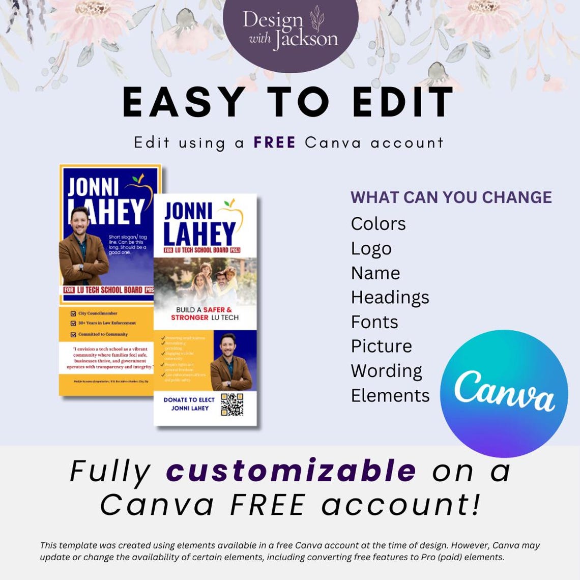 Political Campaign Rack Card Template: Editable 4x9 Canva Design ...