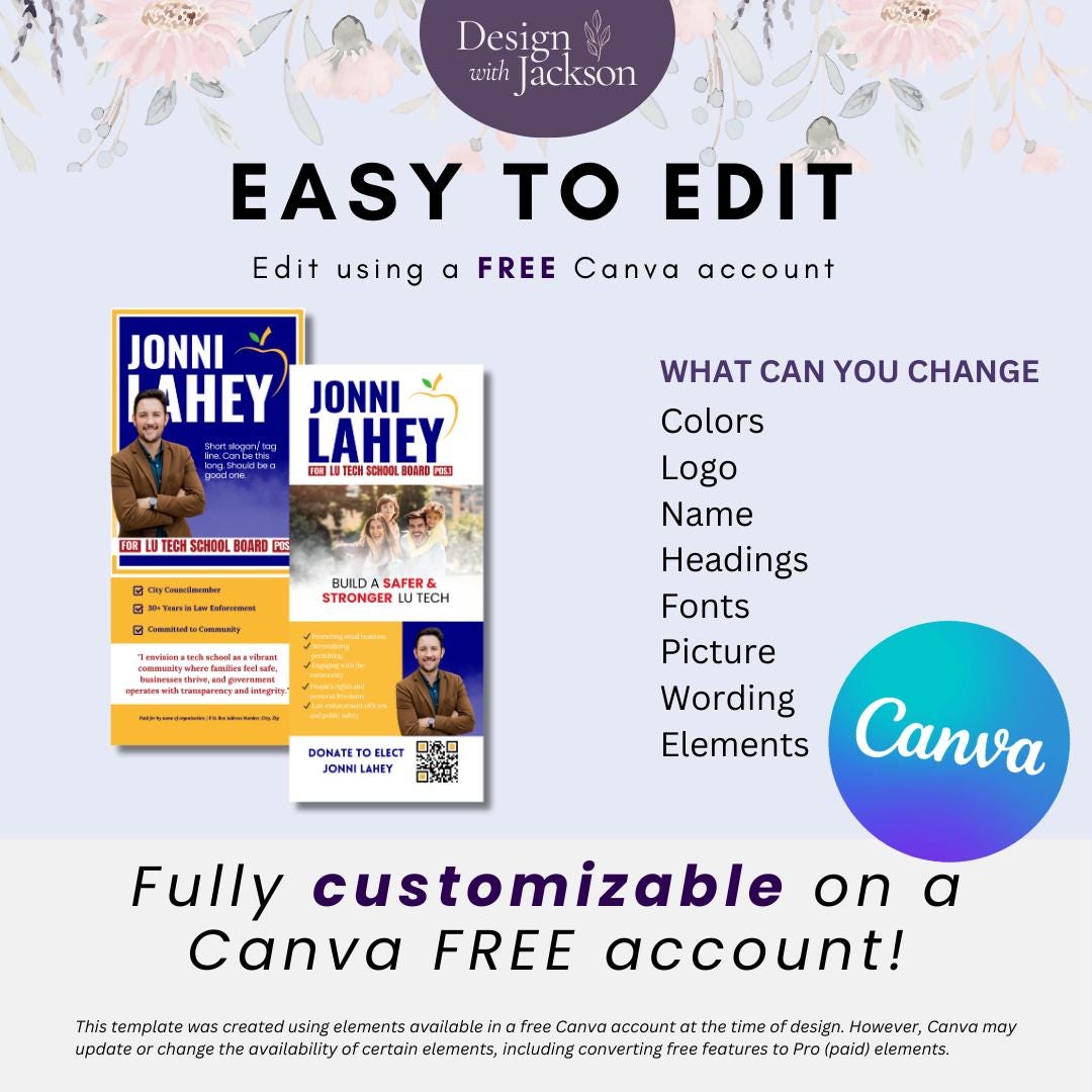 Political Campaign Rack Card Template: Editable 4x9 Canva Design ...