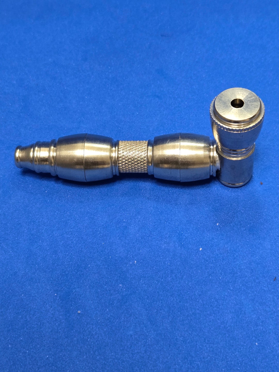 3.5" Double Chamber Looking Metal Smoking Pipe With Center Hand Grip ...