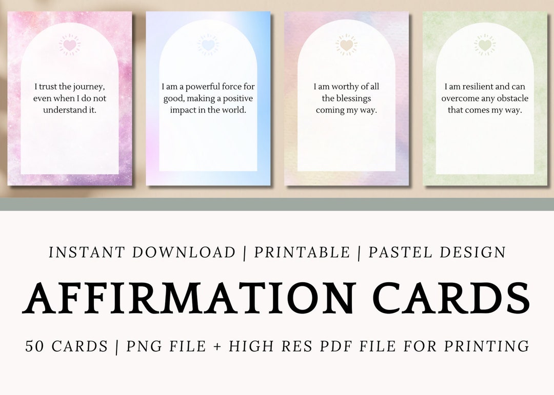 Pastel Affirmation Cards Daily Motivation Printable Motivational Cards ...