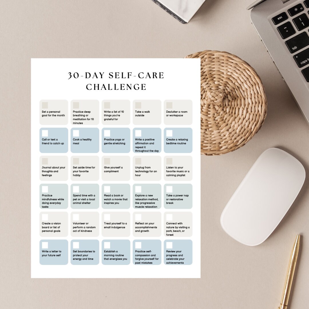 30- DAY CHALLENGE Tracker With Daily Tasks- Digital/ Printable - Etsy