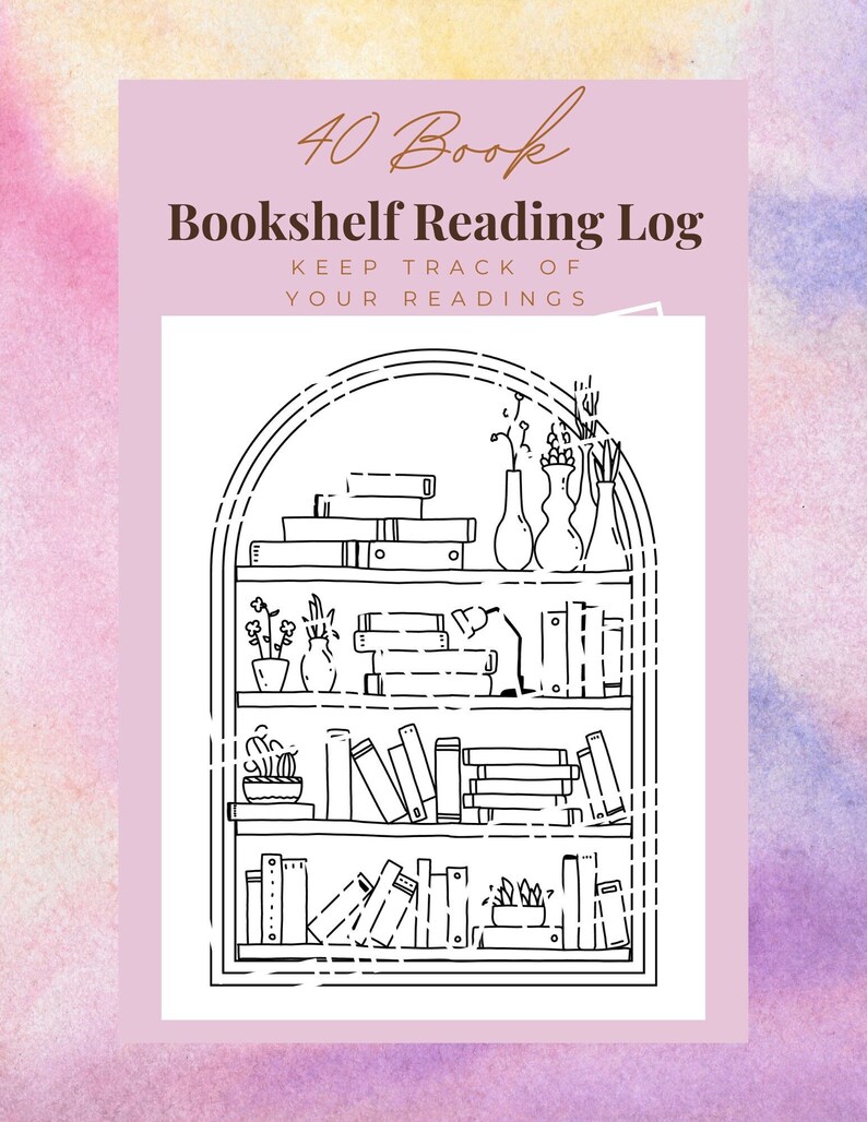 40 Books, Printable Bookshelf Reading Log Digital PDF File, Digital PDF ...