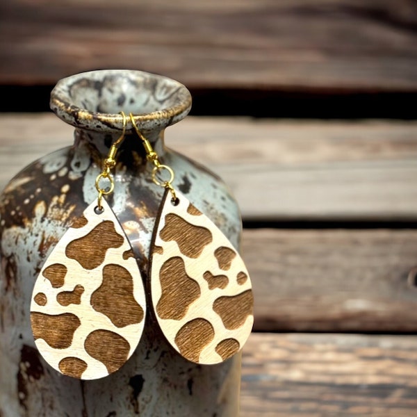 Cow Hide Earrings - Etsy