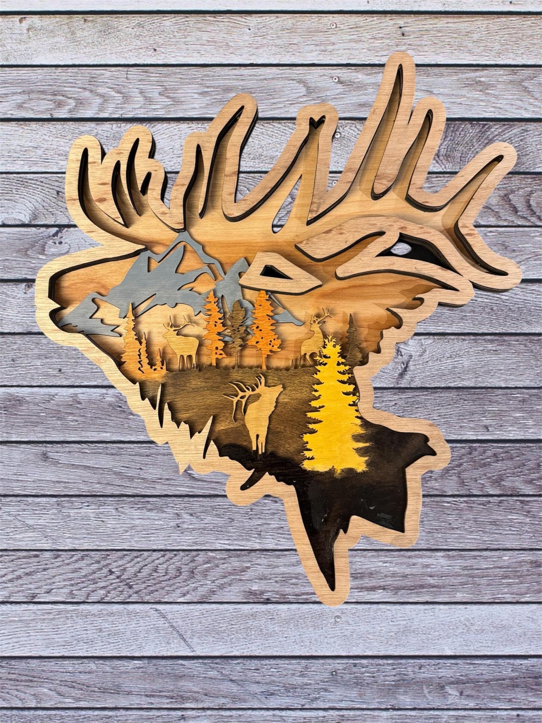 Majestic Elk - Layered Laser Wood Art - Handmade Wall/shelf Decor - Etsy
