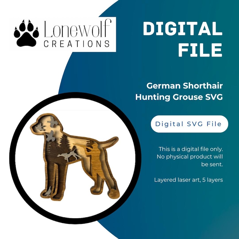 German Shorthair Hunting Grouse SVG Digital File Laser Cut Wood Art ...