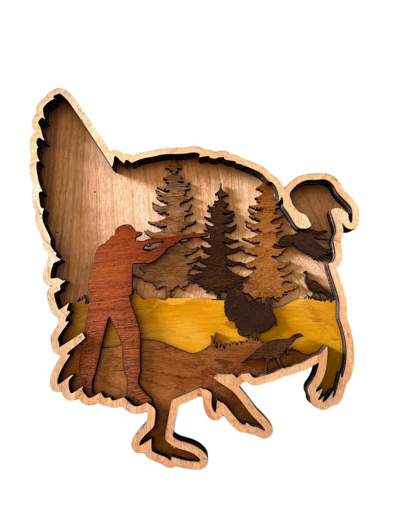 Turkey Hunter - Layered Laser Wood Art - Handmade Wall/shelf Decor - Etsy