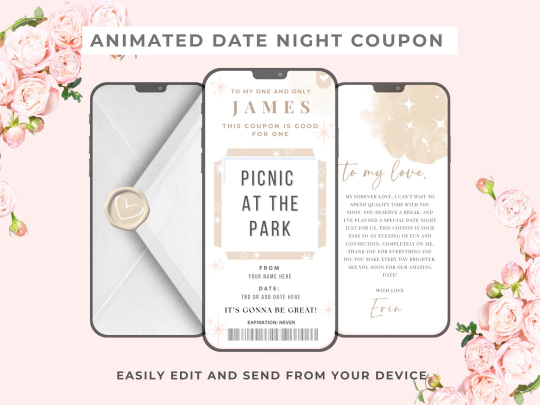 Customizable Animated Date Night Coupons | Canva Template for Couples ...