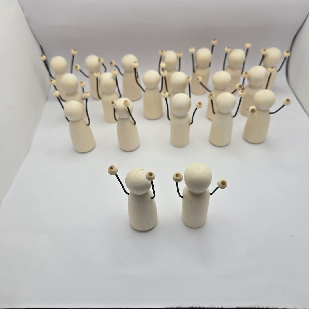 Wood Peg Figures With Bendy Wire Arms - Etsy