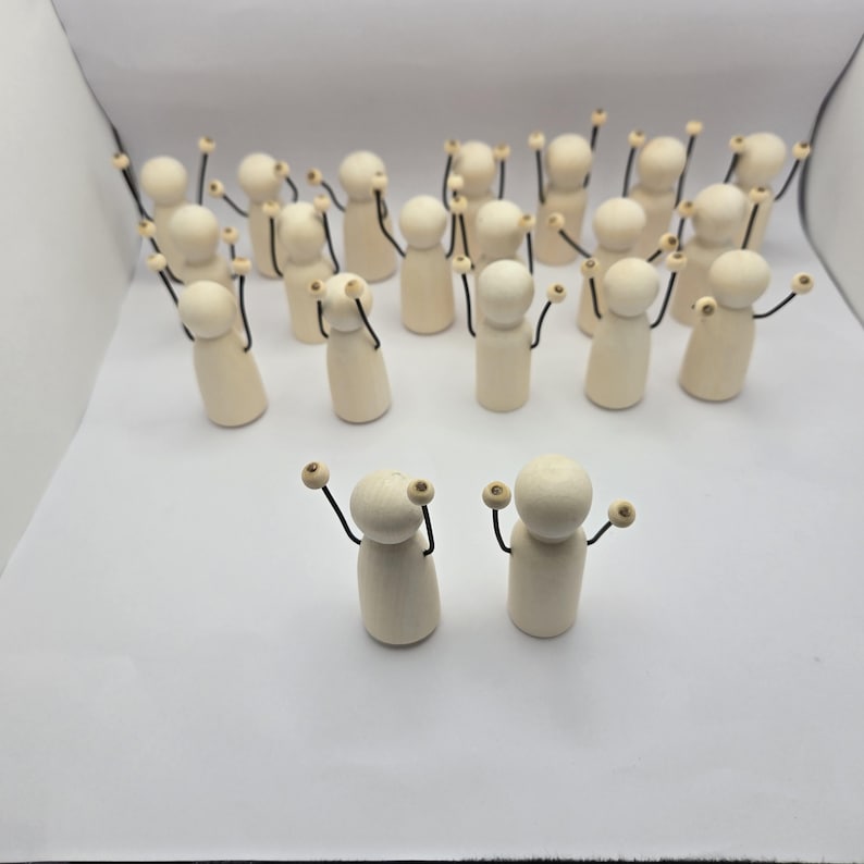 Wood Peg Figures With Bendy Wire Arms (5 per Order) - Etsy