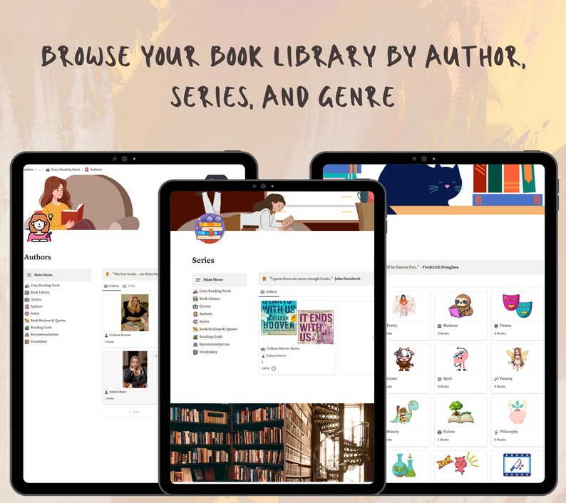 Aesthetic Notion Template|cozy Digital Reading Journal|planner Template ...