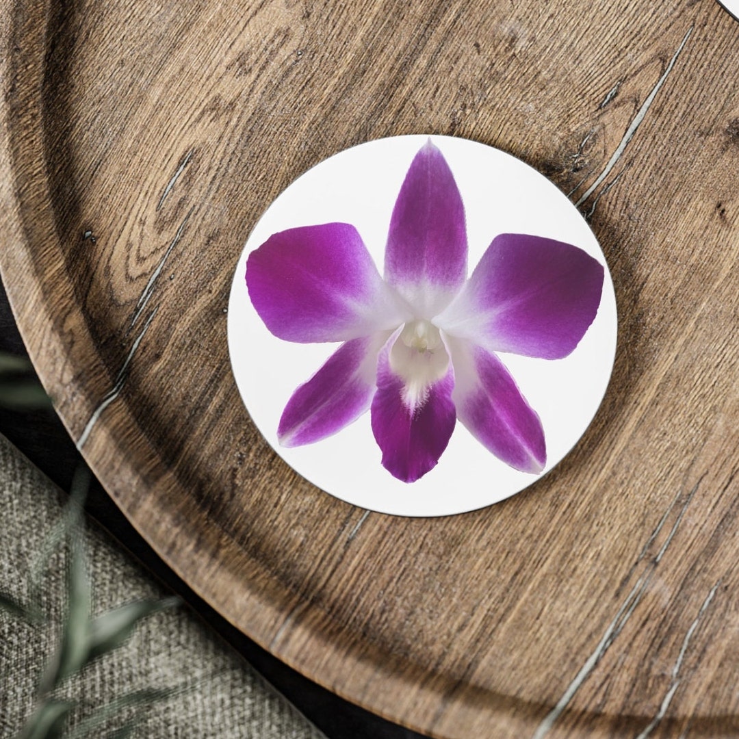 AUS: Purple Dendrobium Orchid Flower Coasters. Home Decor Gift, Single ...