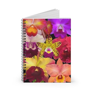 Floral Rainbow Spiral Notebook - Ruled Line for Gardeners and Orchid ...