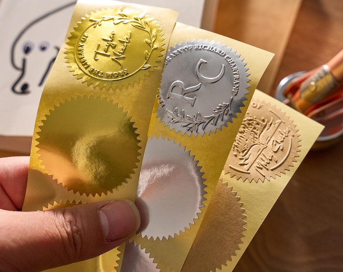 Foil Stickers, Round Metallic Stickers, Silver Stickers, Gold Stickers ...