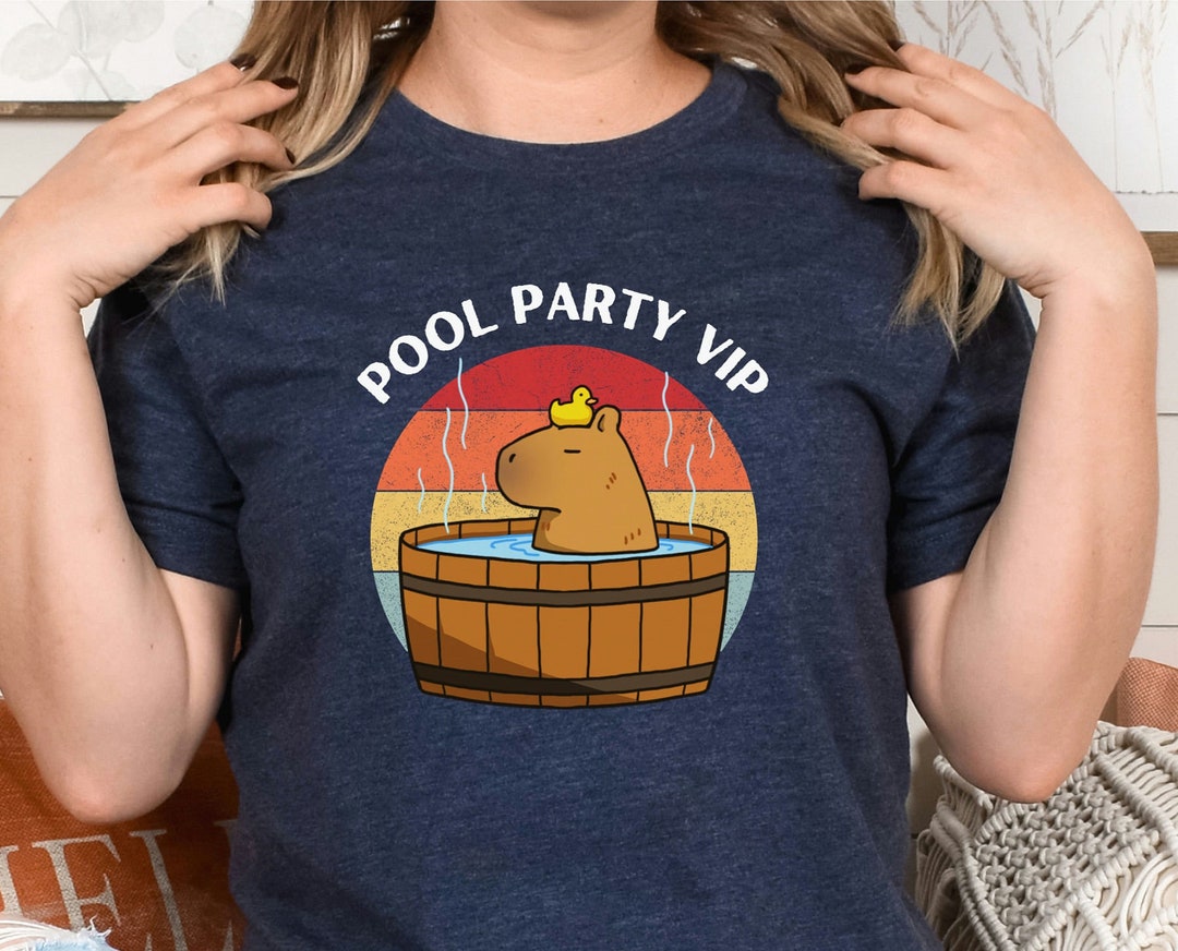Capybara Shirt Pool Party VIP Nature Cappy Cute Retro Tee Animal Tshirt ...