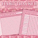 Printable Cute Habit Tracker Pink Monthly Habit Tracker Heart Flower ...
