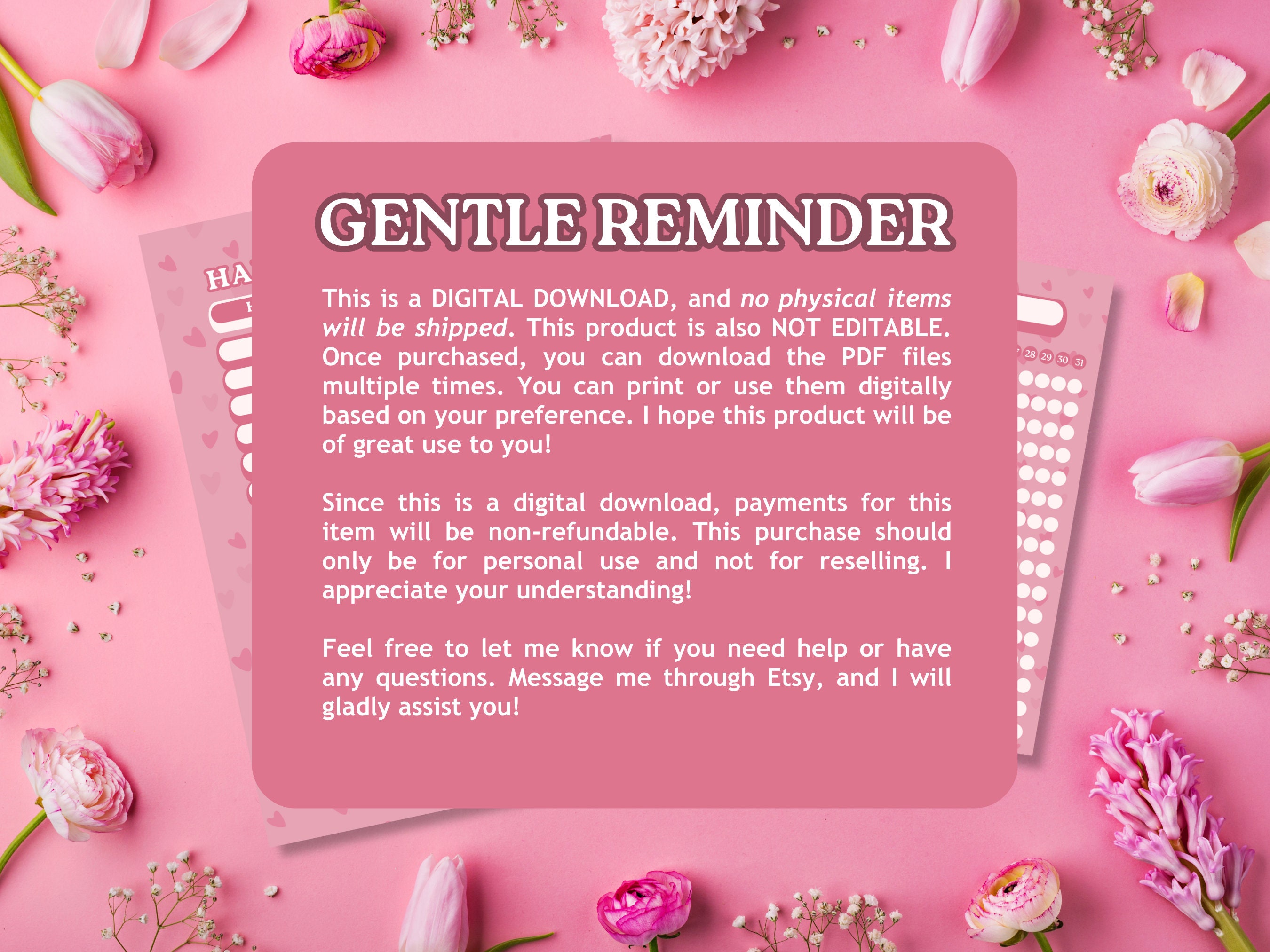 Printable Cute Habit Tracker Pink Monthly Habit Tracker Heart Flower ...