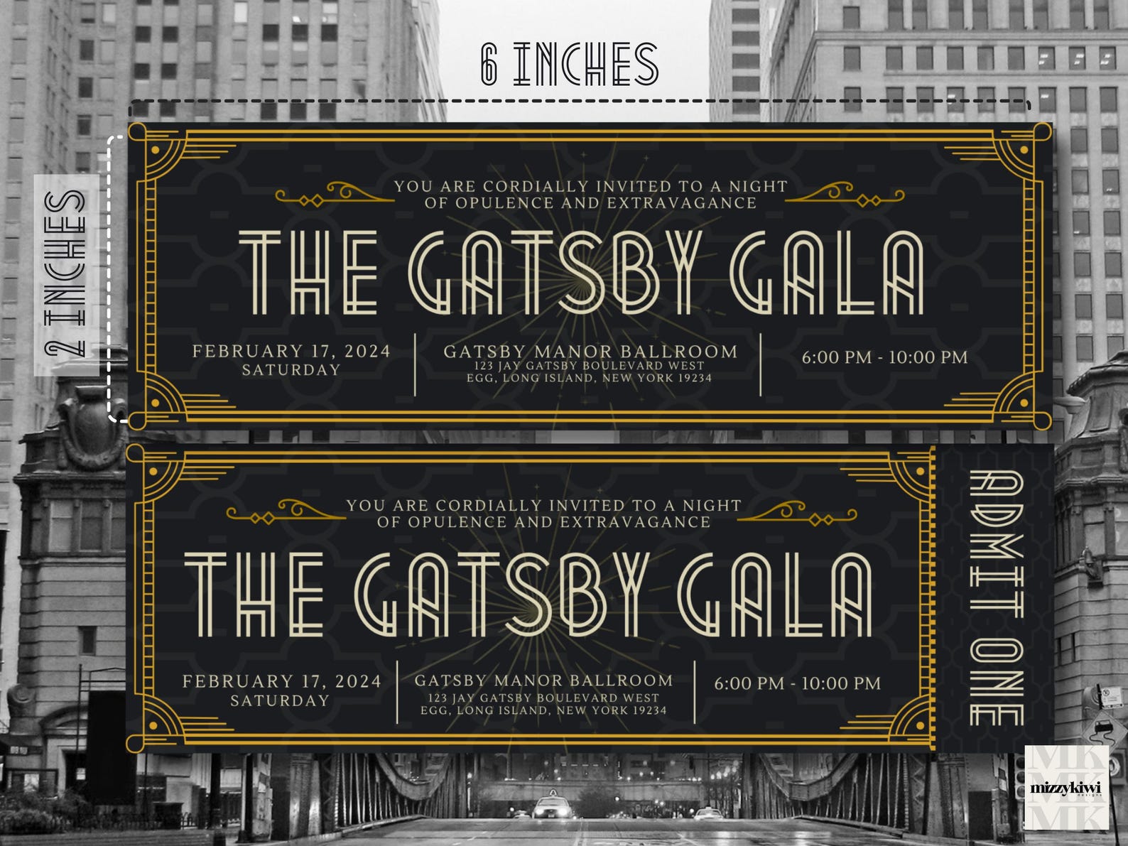 Great Gatsby Ticket Template Editable Party Invitation Roaring 20s ...