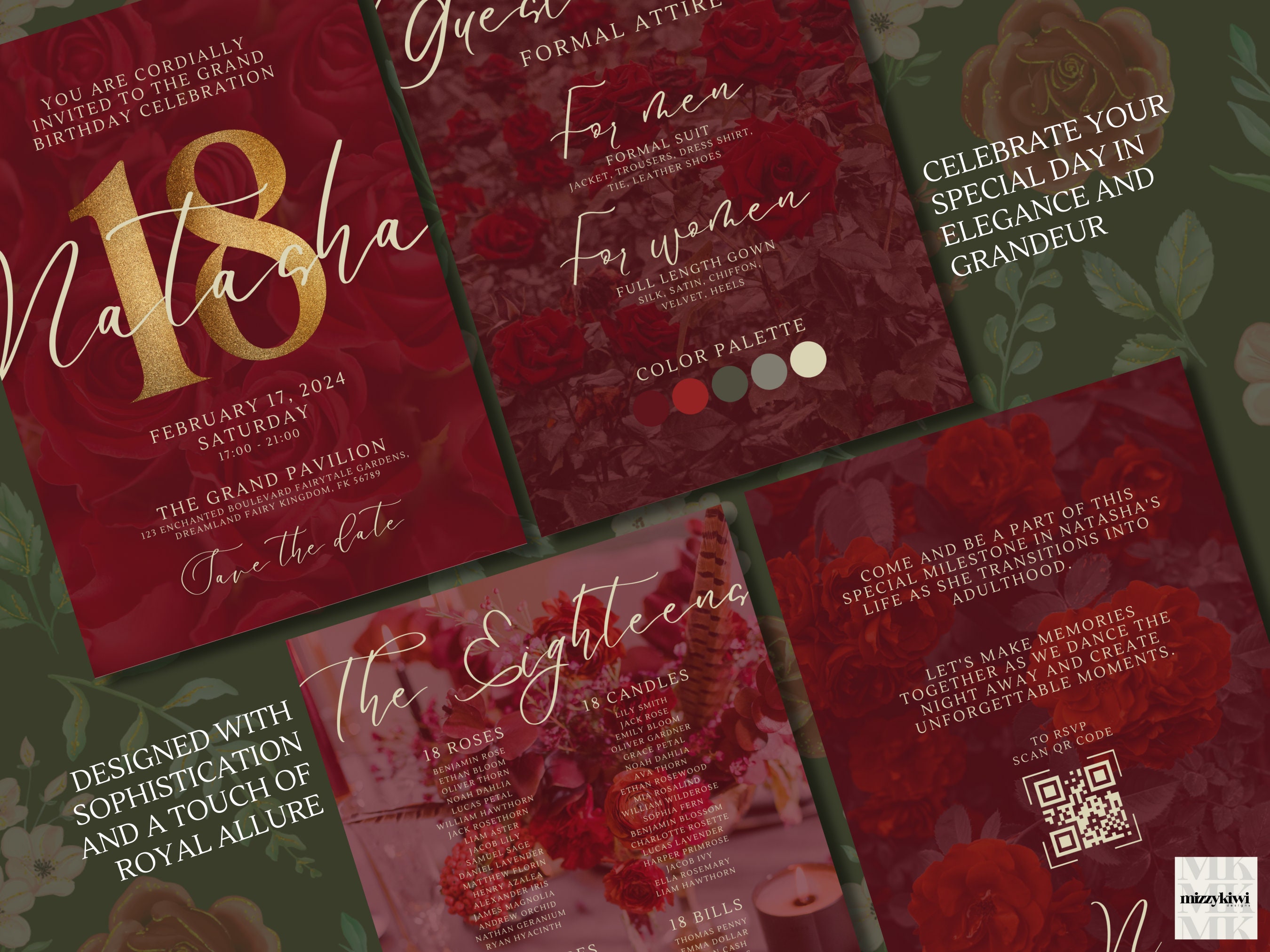 18th Birthday Invitation Card Template Full Editable Elegant Gold and ...