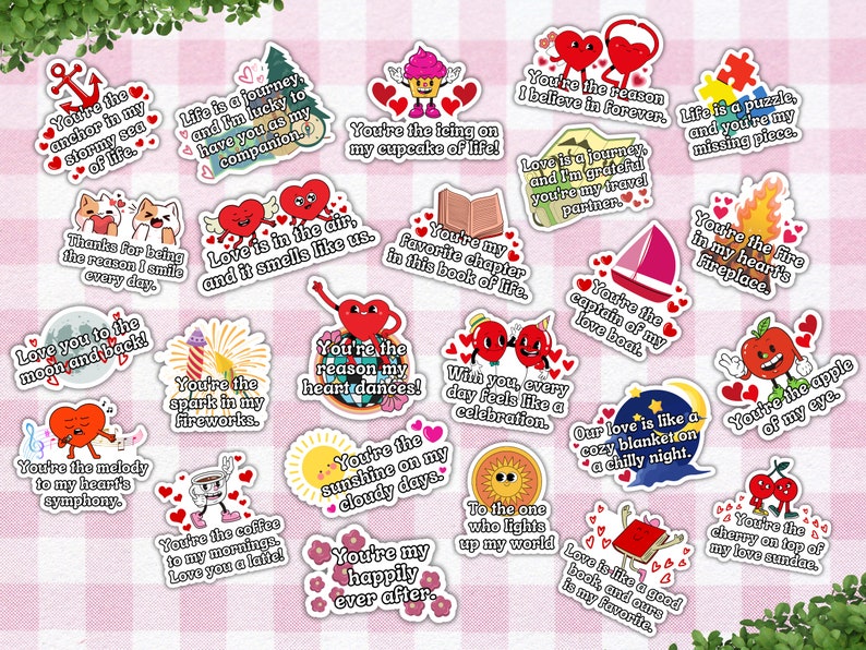 Printable Valentine Stickers Cute Love Stickers Heartfelt Message, Pink ...