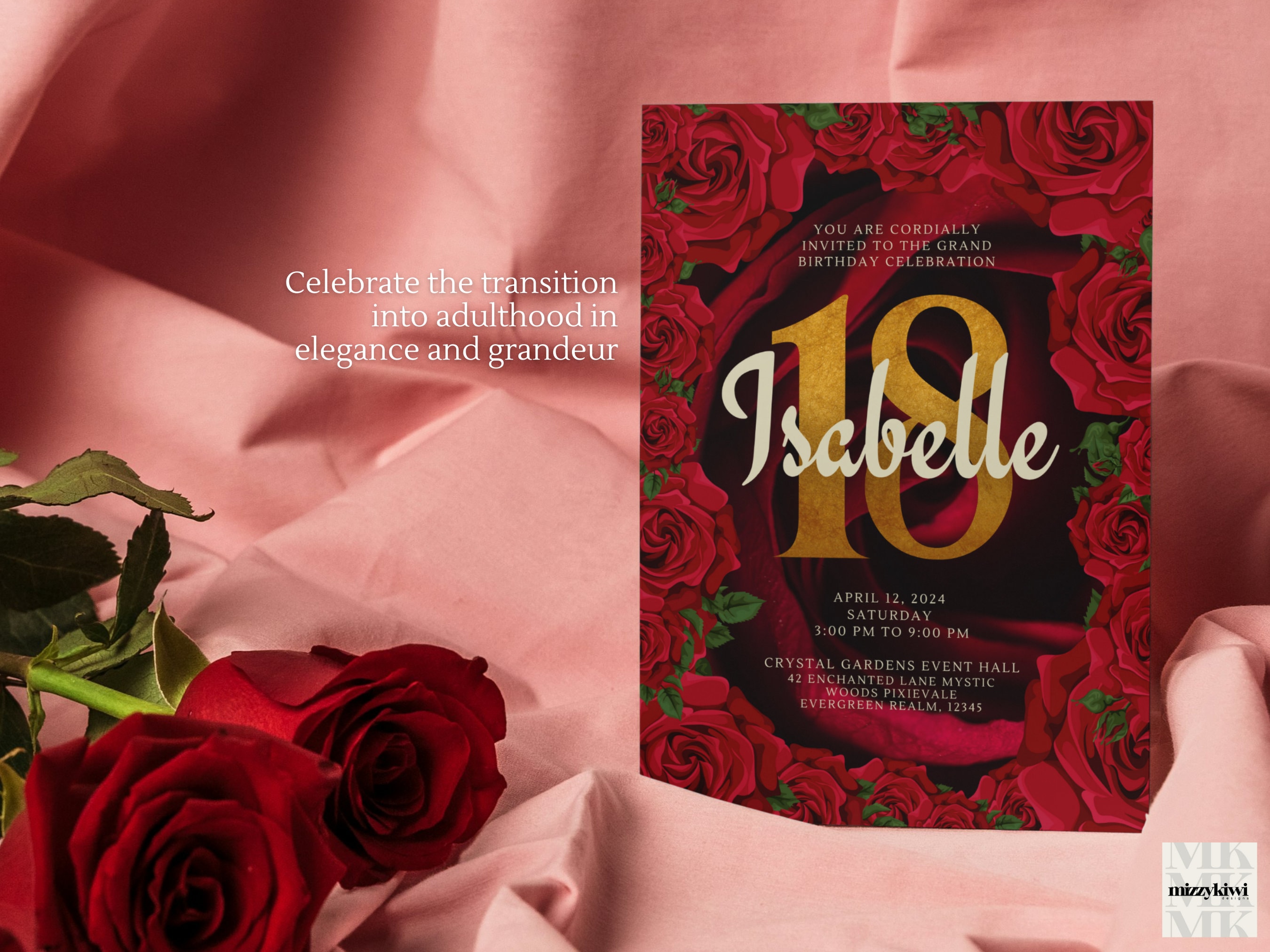 18th Birthday Invitation Card Template Full Editable Elegant Gold and ...